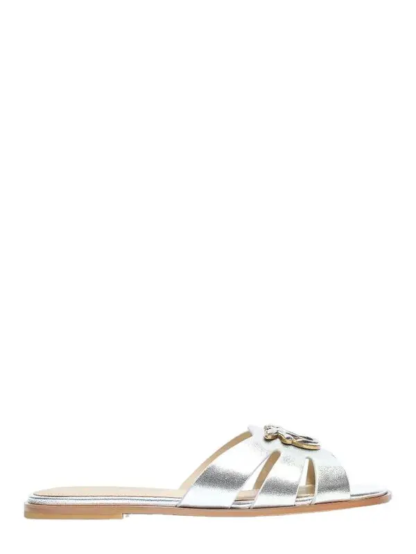 Pinko Milly Flat Sandals With -tone Logo Detail - Silver