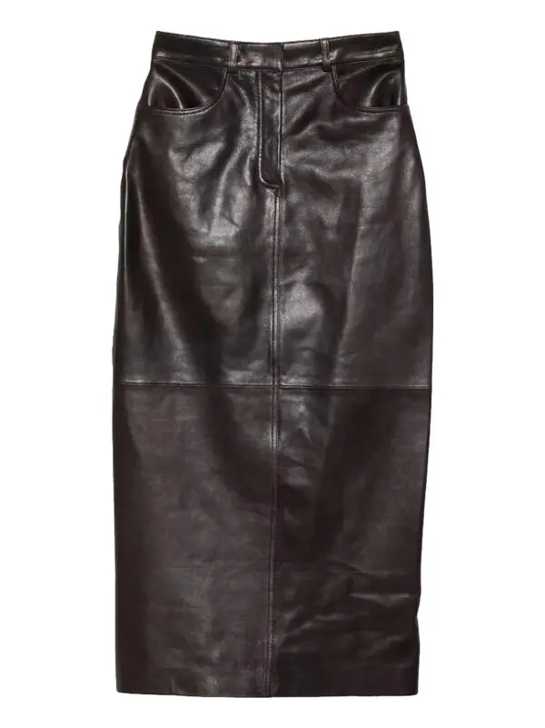Nour Hammour Ghalia Pocket Pencil Midi Skirt - Brown