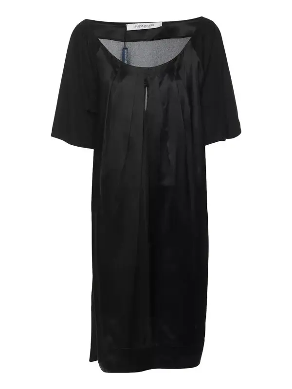 Marina Rinaldi Pleated Satin Top - Black