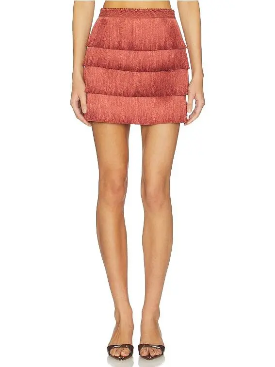 PatBO Amethyst Fringe Skirt In . Also - Rust
