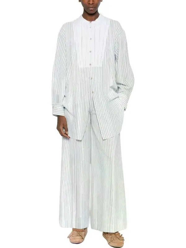 FORTE_FORTE Striped Pleated Wide-leg Trousers - Blue