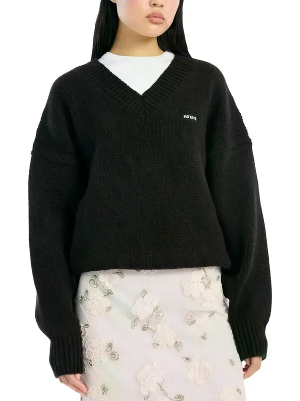 ROTATE BY BIRGER CHRISTENSEN V-neck Knit Sweater - Brown