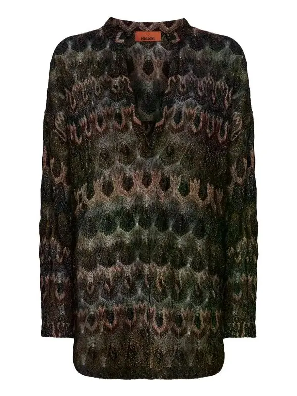 Missoni Arabesque-pattern V-neck Textured Blouse - Black