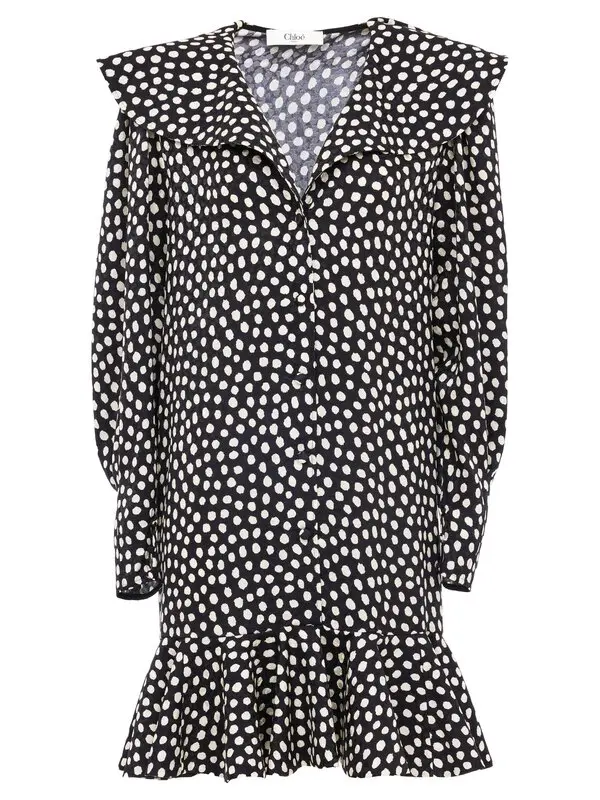 Chloé Polka-dot Silk Jacquard Mini Dress - Multi