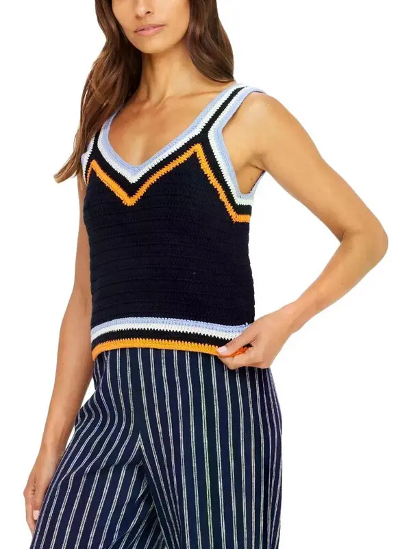 The Upside Lucien V-neck Crocheted Tank Top - Blue