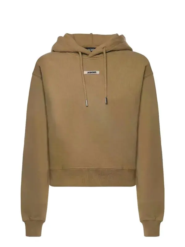 Jacquemus Logo Plaque Cropped Hoodie - Neutrals