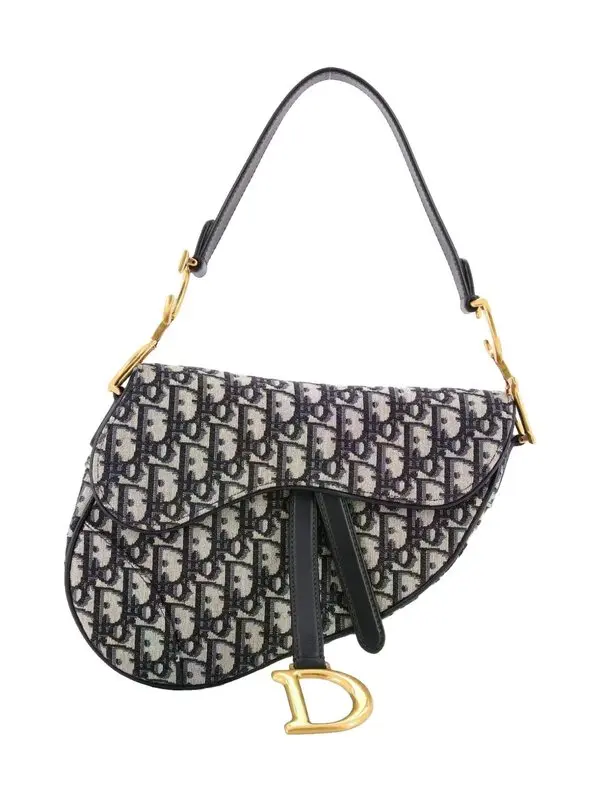 Dior Saddle Oblique Canvas Medium Shoulder Bag - Blue