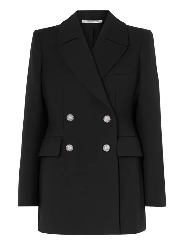 Alessandra Rich Double-breasted Wool Blazer With Peak Lapels - Black