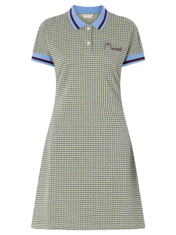 Marni Embroidered Checked Knitted Mini Dress - Multi