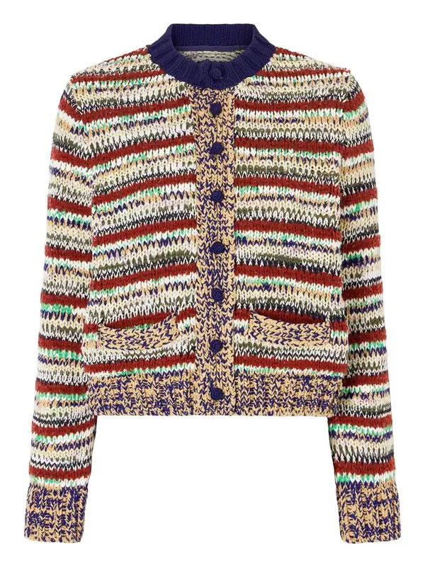 Sacai Striped Cotton-blend Cardigan - Multi