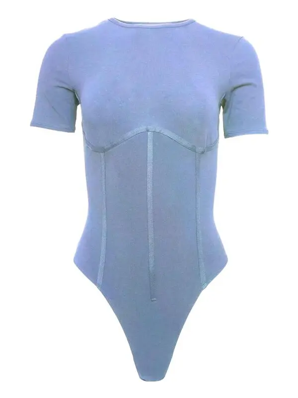 FLEUR DU MAL Seam Detail T-shirt Bodysuit - Blue