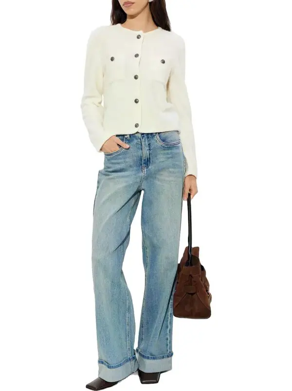 GESTUZ Buttoned Chest-pocket Cardigan - Neutrals