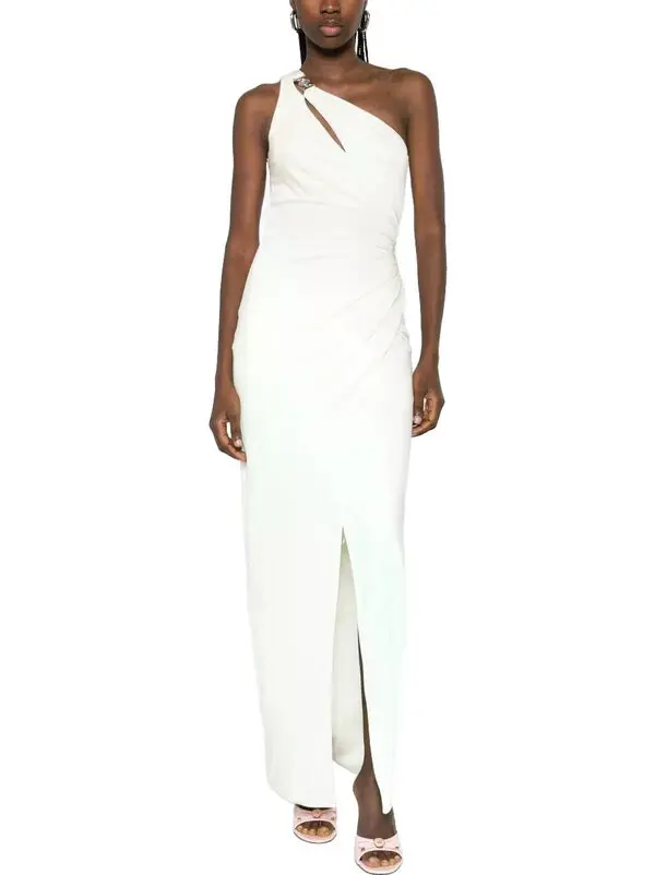 Versace Maxi One-shoulder Draped Gown Dress - Neutrals