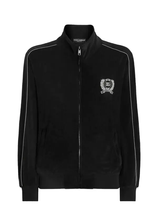 Dolce & Gabbana Embroidered Logo Zip-up Sweatshirt - Black