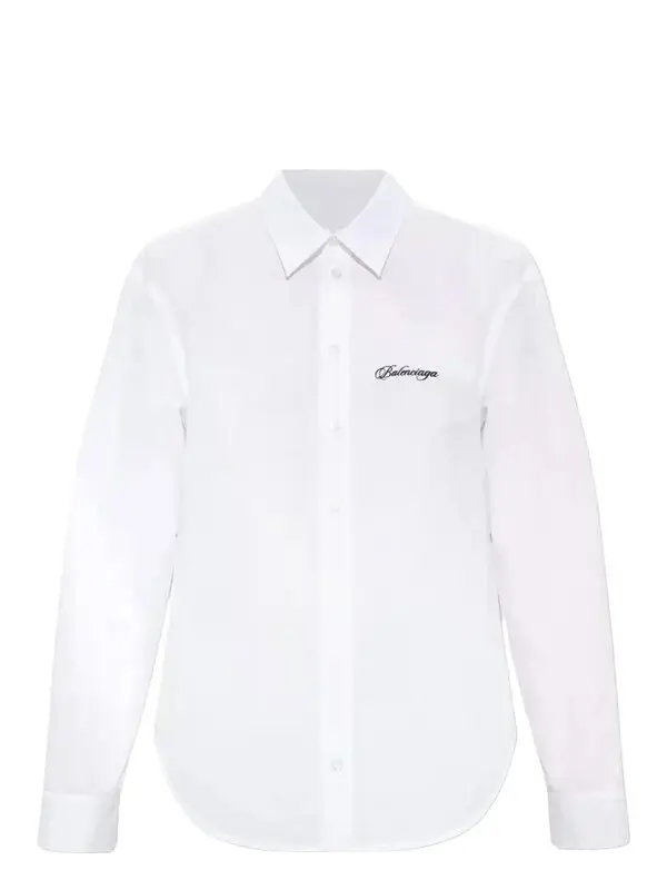 Balenciaga Logo Detail Cotton Shirt - White