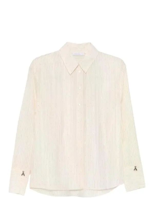 Patrizia Pepe Striped-pattern Studded Shirt - Neutrals