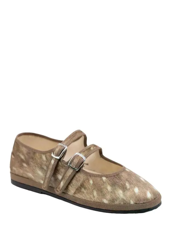 GONDOLINA Deer-print Double-strap Ballet Flats - Neutrals