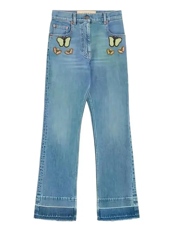 Valentino Garavani Embroidered Butterfly Jeans - Blue