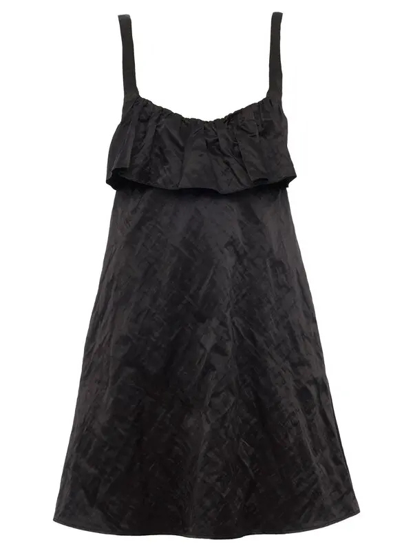 Chloé Satin Crinkle Mini Dress - Black