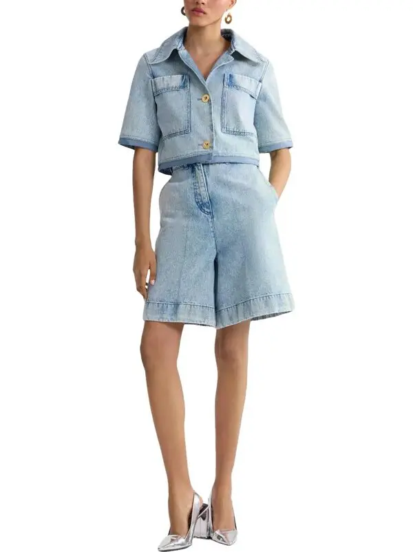 PATOU Cropped Denim Jacket - Blue