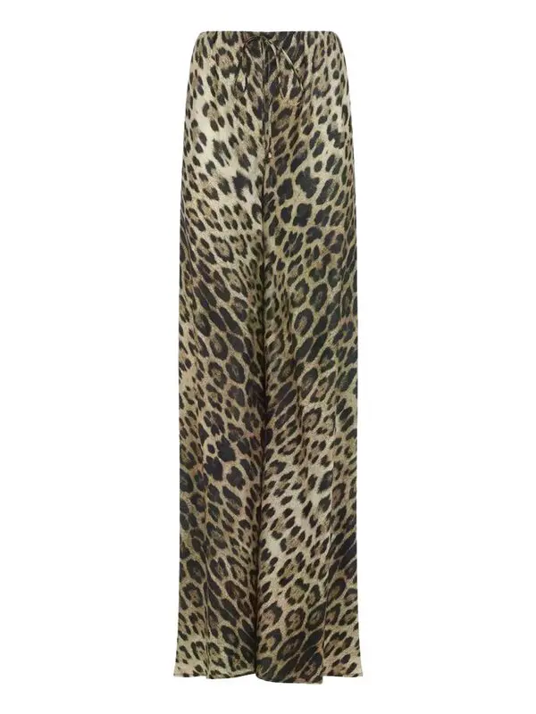 Roberto Cavalli Leopard Print Straight Leg Trousers - Neutrals