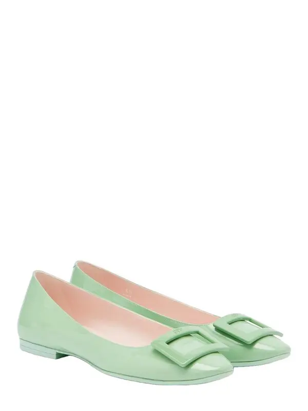 ROGER VIVIER Gommettine Patent Leather Ballet Flats - Green