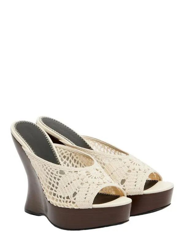 Magda Butrym Crochet Wedge Sandals - White
