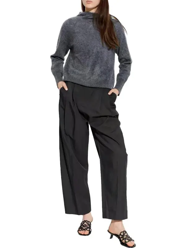 LISA YANG Rosaline Graphite Brushed Knit Hooded Sweater - Grey