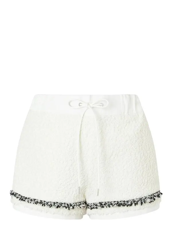 Sacai Bouclé-tweed Shorts With Drawstring - Neutrals