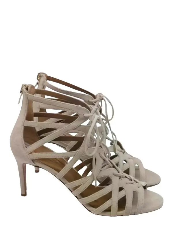 AQUAZZURA Suede Lace-up Sandal Heels - Neutrals