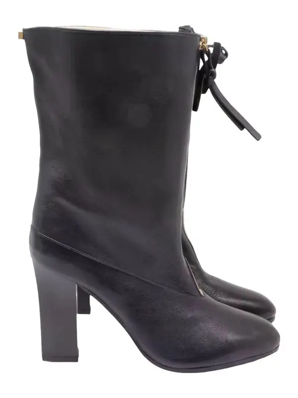 STUART WEITZMAN Front-zipped Leather Block Heel Boots - Black