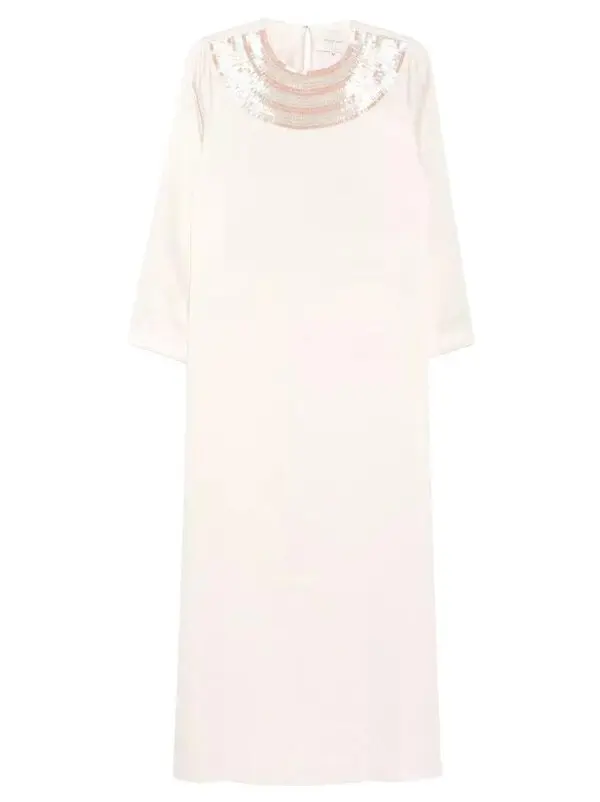 SHATHA ESSA Maxi Dress With Paillette Embellishments - Neutrals