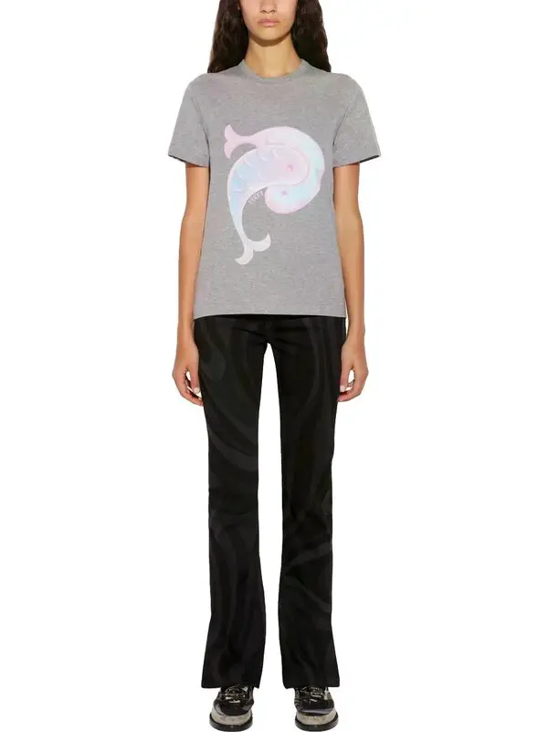Emilio Pucci Logo Print Cotton T-shirt - Grey