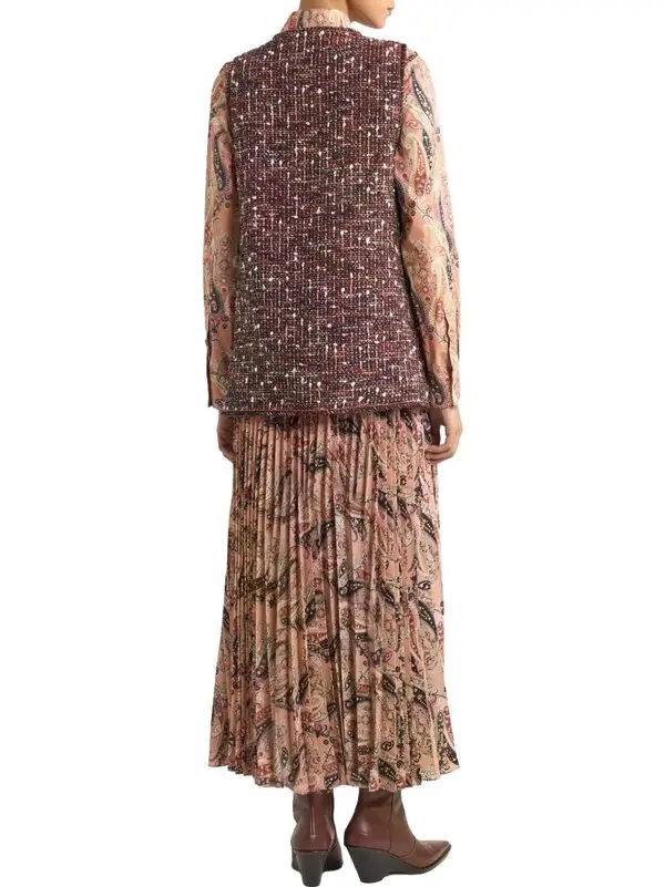 Etro Tweed Button Waistcoat - Red