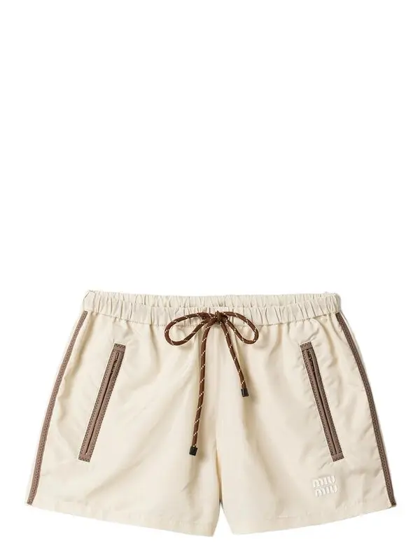 Miu Miu Technical Fabric Drawstring Shorts - Vanilla