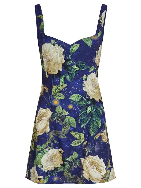 Alice + Olivia Embellished Floral Crepe Mini Dress - Multicoloured