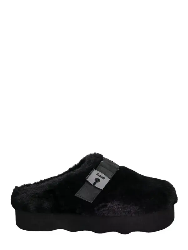 DR. SCHOLL'S SHOES Greta E Mules With Faux Fur Trim - Black
