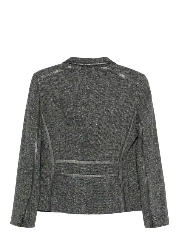 Dolce & Gabbana Lambskin Trimmed Herringbone Jacket - Grey