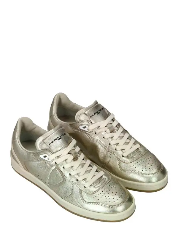 Philippe Model Pgal Lace-up Leather Sneakers - Gold