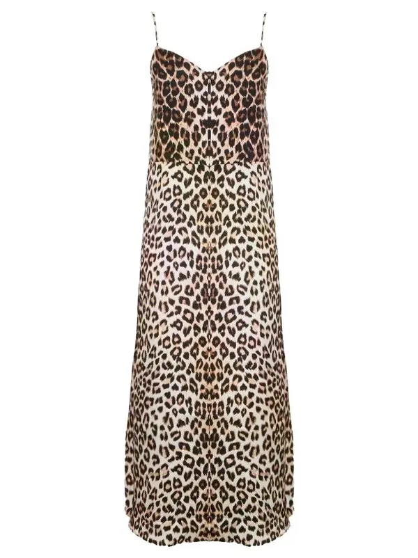 La Prestic Ouiston Petula Leopard V-neck Maxi Dress - Brown