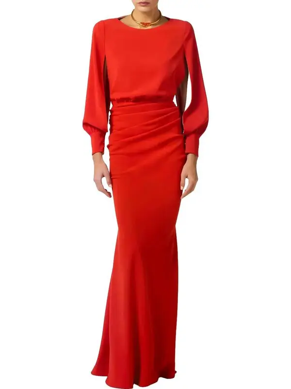 Elisabetta Franchi Padded Shoulder Maxi Dress - Red