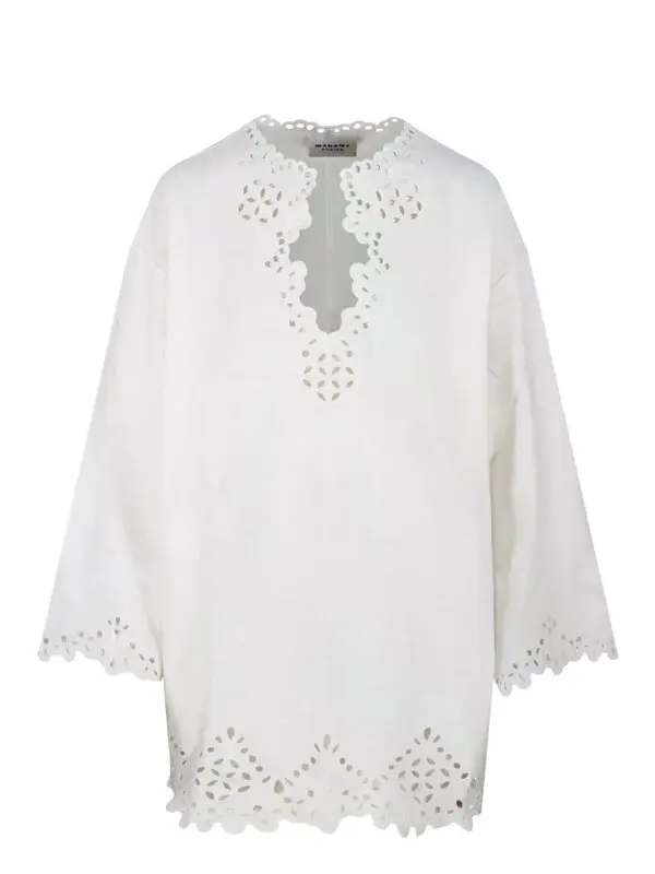 MARANT ETOILE Shana V-neck Top With Scalloped Design - Neutrals