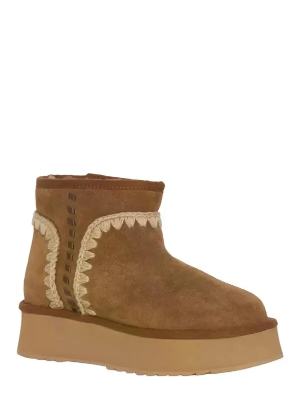 Mou Round Toe Platform Boots - Brown