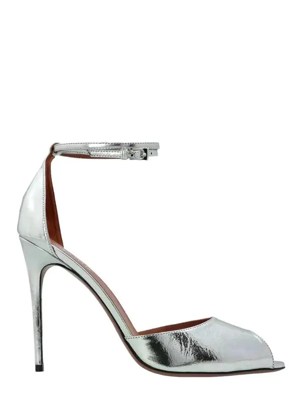 Paris Texas Tone Peep Toe Ankle Strap Pumps - Silver