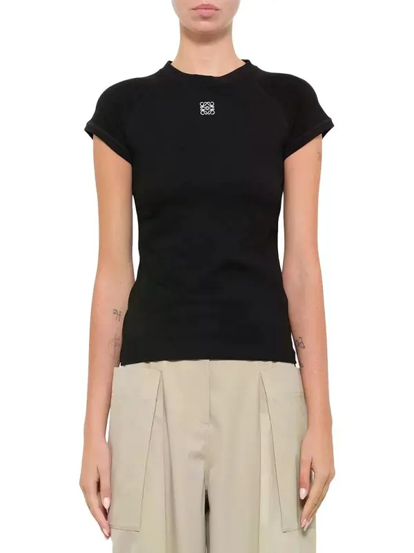 Loewe Anagram Logo Embroidered T-shirt - Black