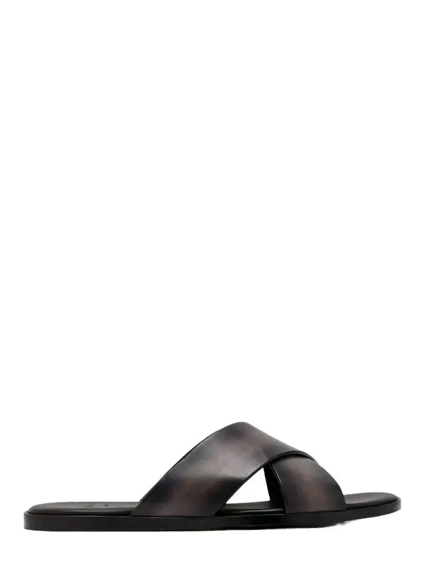 Magnanni Criss Cross Leather Sandals - Grey