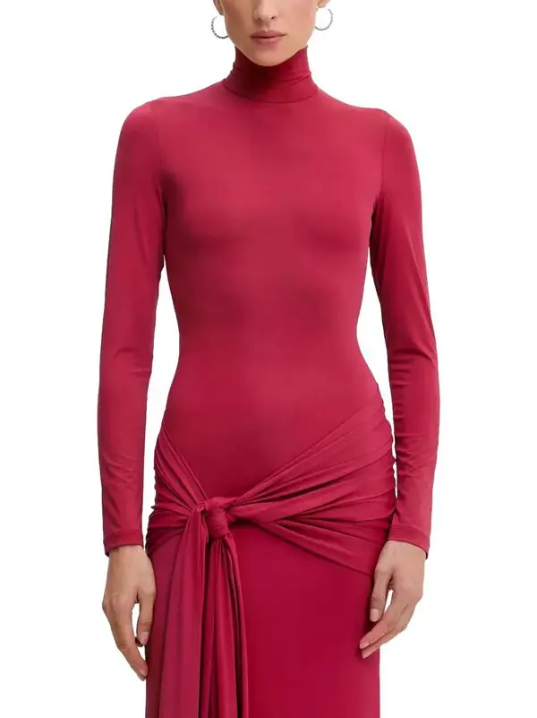 Bardot Knotted Roll-neck Maxi Dress - Red