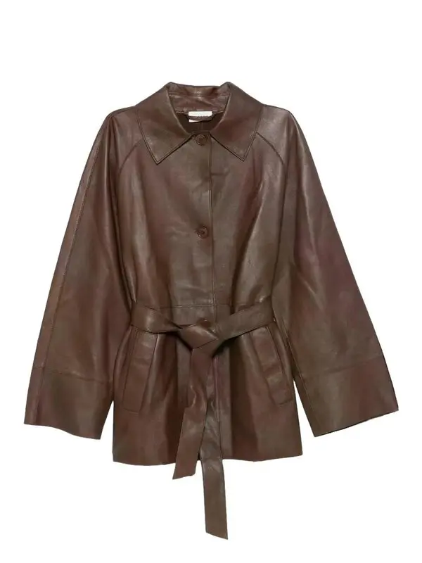 P.a.r.o.s.h Leather Tie-waist Jacket - Brown
