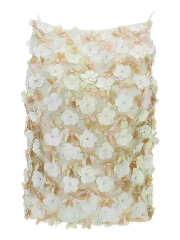 P.a.r.o.s.h Sleeveless Floral Appliqué Top - White