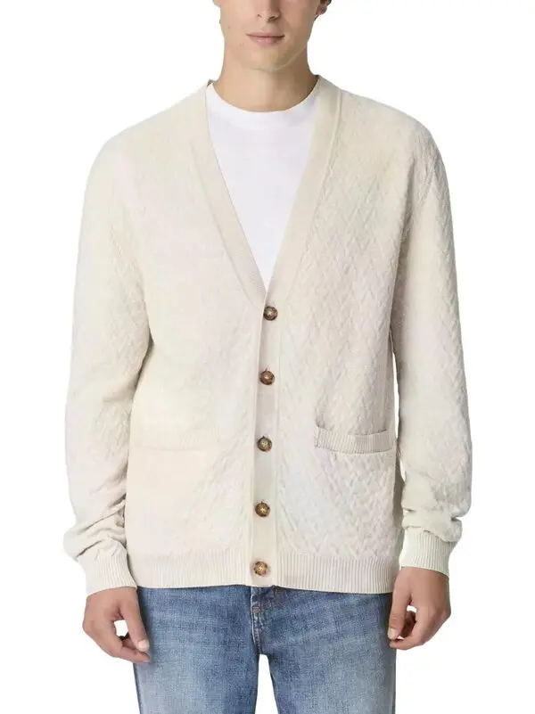 Missoni V-neck Cardigan With Button Fastening And Welt Pockets - Neutrals